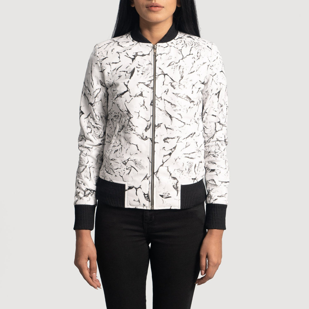 Women's Donna Blake White Leather Bomber Jacket – The Jacket Maker